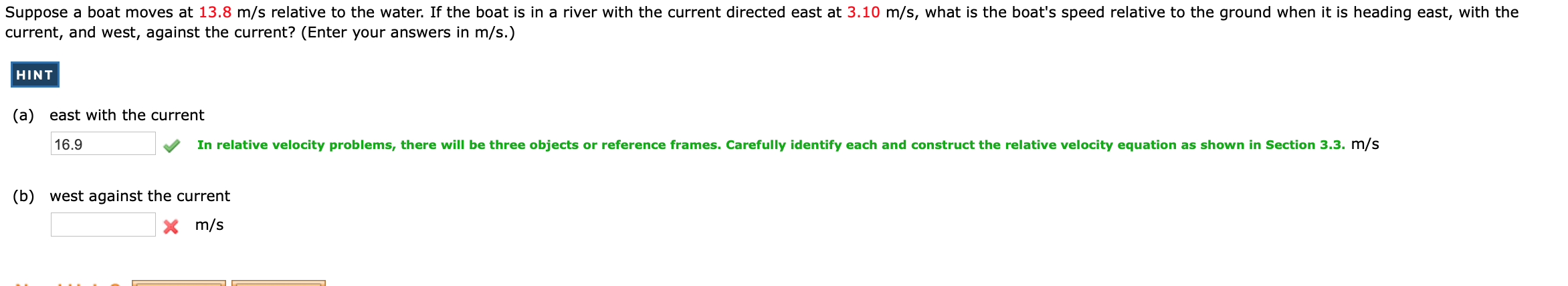 Solved Suppose A Boat Moves At 13 8 M S Relative To The