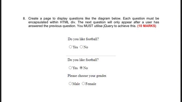 [Solved]: 3. Create a page to display questions like the d