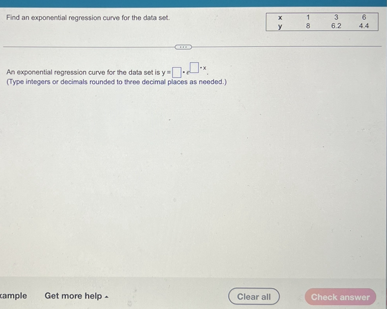 Solved Find an exponential regression curve for the data | Chegg.com