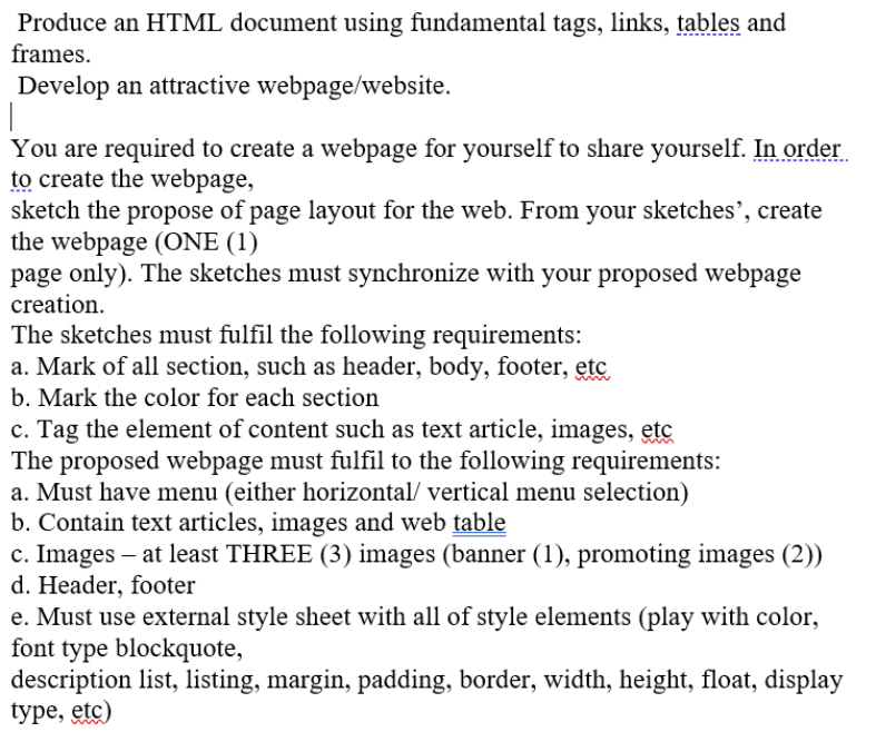 Solved Produce an HTML document using fundamental tags, | Chegg.com