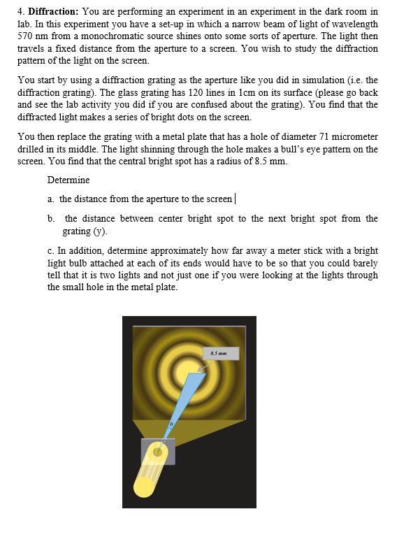 4. Diffraction: You are performing an experiment in | Chegg.com