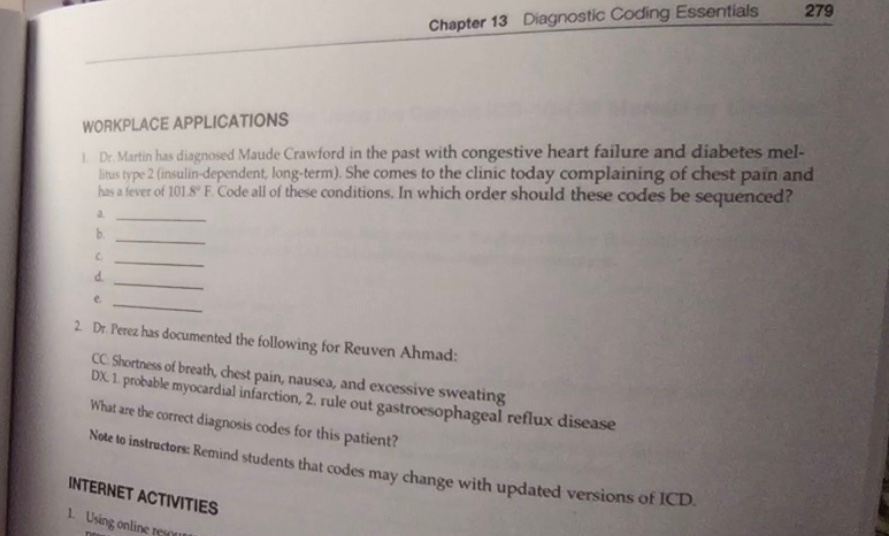 279 Chapter 13 Diagnostic Coding Essentials WORKPLACE | Chegg.com