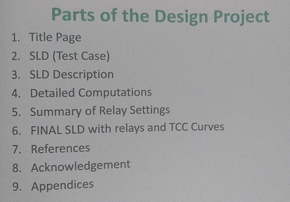 Parts of the Design Project 1. Title Page 2. SLD | Chegg.com