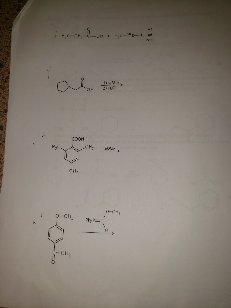 Solved h. Ht H3C-CH2 heat 1) LiAlH4 OH 2) H3O* соон H3C CH 3 | Chegg.com