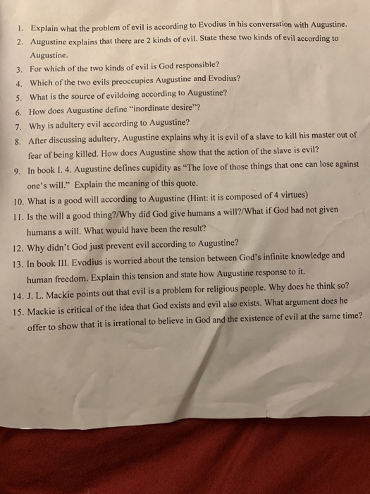 Solved 1. Explain what the problem of evil is according to | Chegg.com