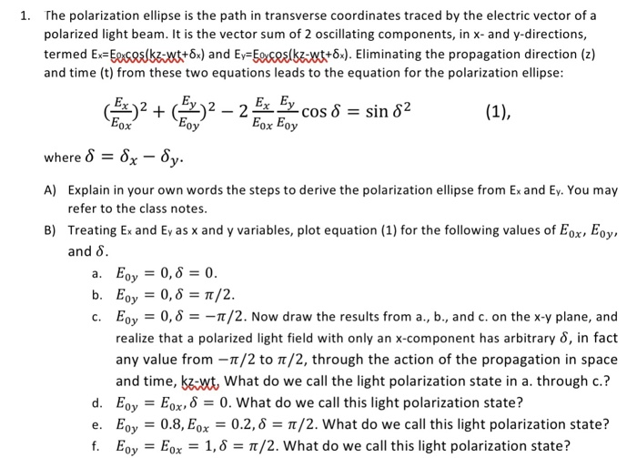 Solved The polarization ellipse is the path in transverse | Chegg.com