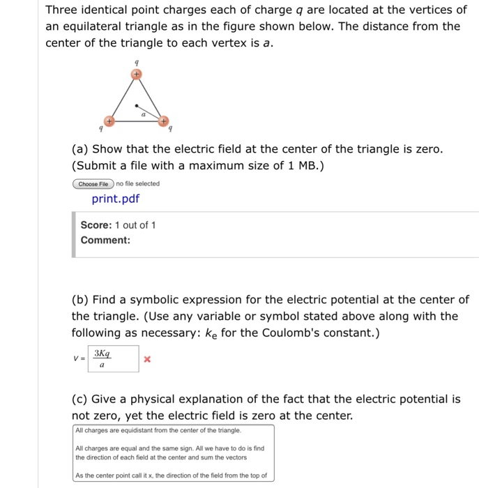 Solved Three identical point charges each of charge q are | Chegg.com
