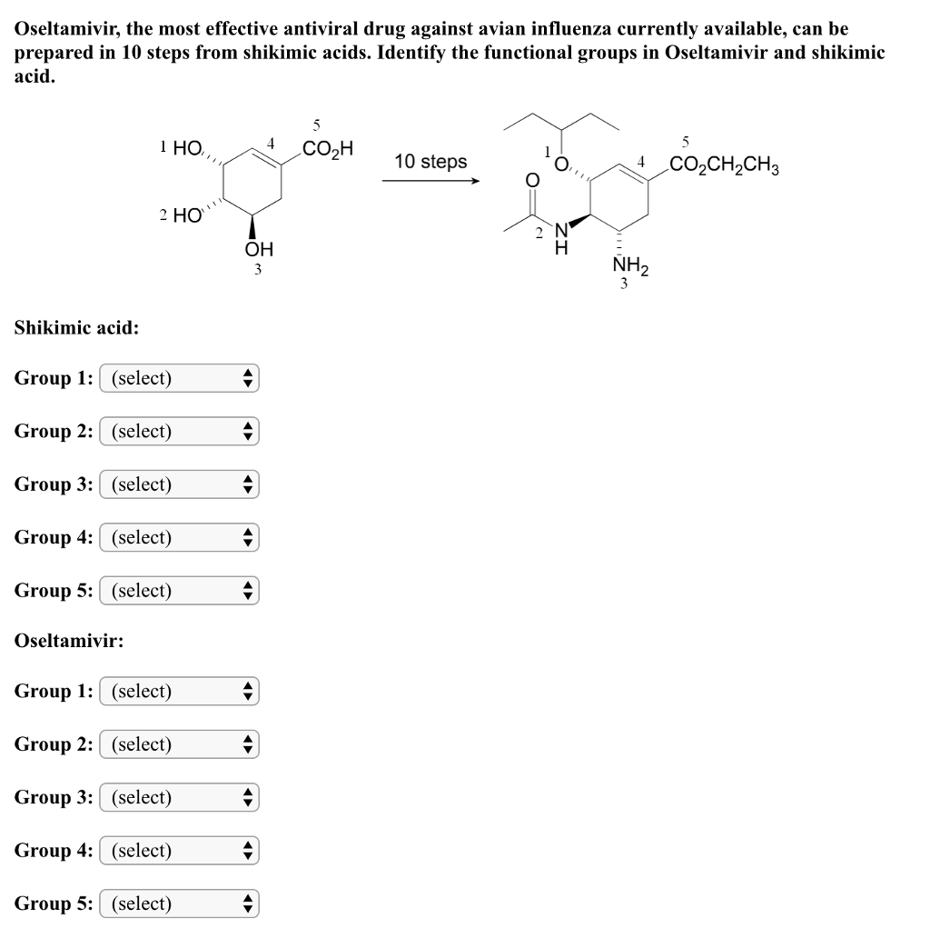 Solved Oseltamivir, the most effective antiviral drug | Chegg.com