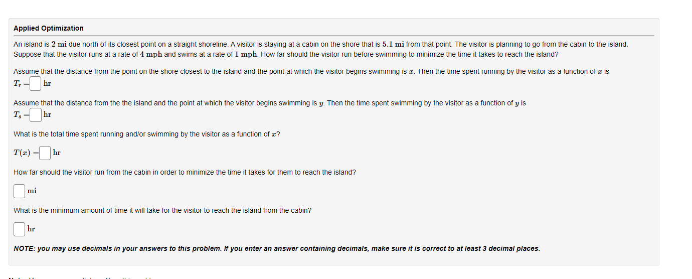 Solved Applied OptimizationSuppose that the visitor runs at | Chegg.com