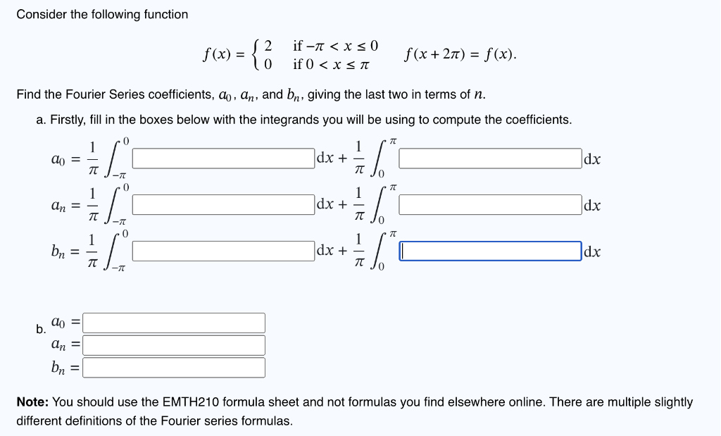 Solved Consider the following function f(x)={20 if −π | Chegg.com