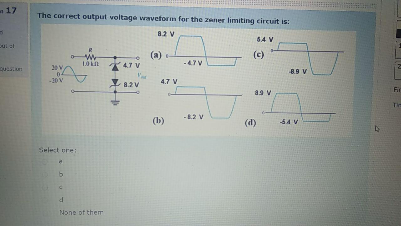 Solved n 17 The correct output voltage waveform for the | Chegg.com