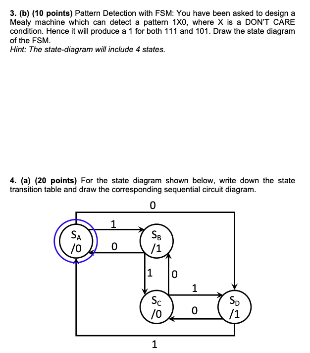 Solved 3. (b) (10 points) Pattern Detection with FSM: You | Chegg.com