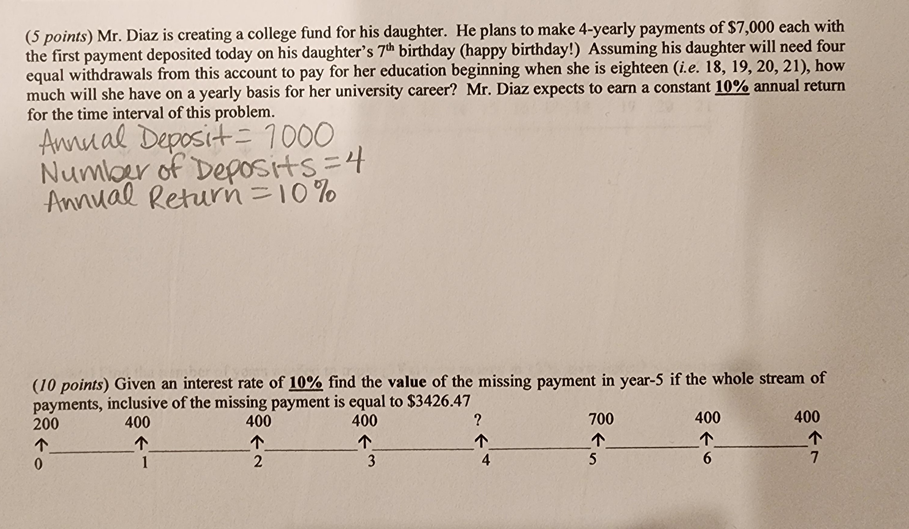 Solved (5 ﻿points) ﻿Mr. ﻿Diaz is creating a college fund for | Chegg.com