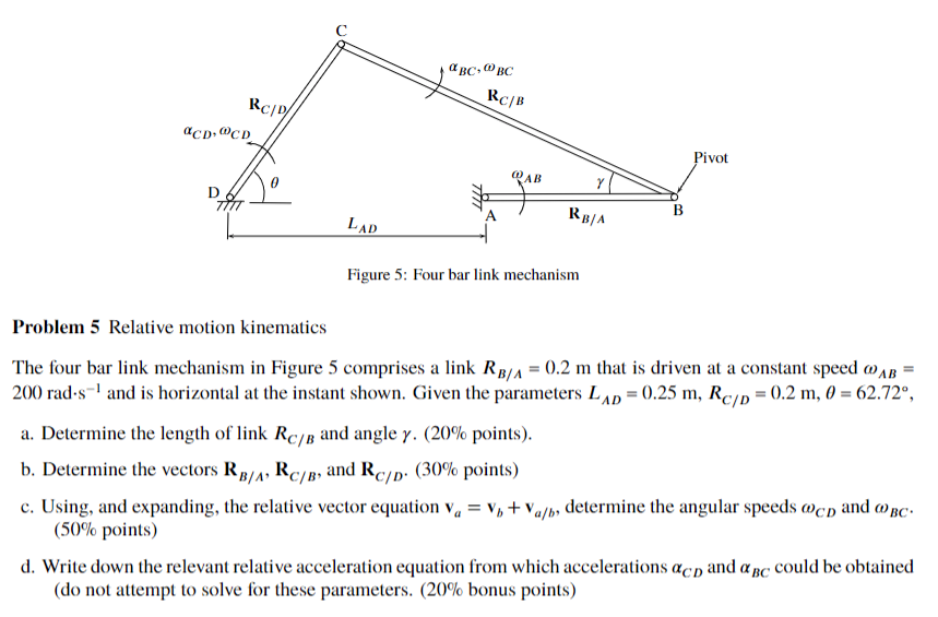 Solved Figure 5: Four bar link mechanism Problem 5 Relative | Chegg.com
