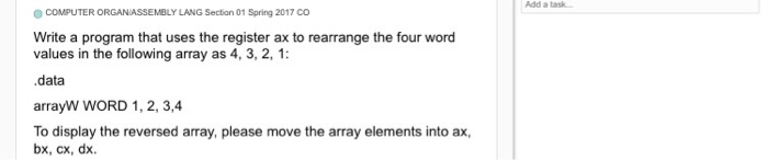 Solved Write a program that uses the register ax to | Chegg.com