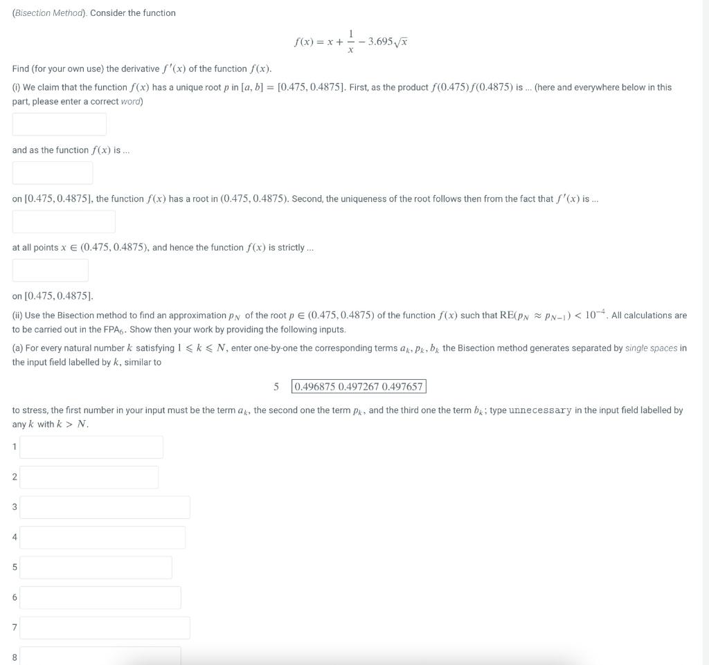 Solved (Bisection Method). Consider the function f(x) = x + | Chegg.com