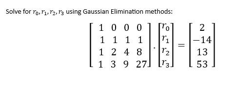 Solved Solve for r0,r1,r2,r3 using Gaussian Elimination | Chegg.com