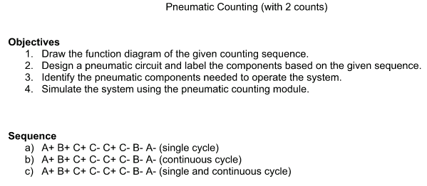 Pneumatic Counting (with 2 counts) Objectives 1. Draw | Chegg.com