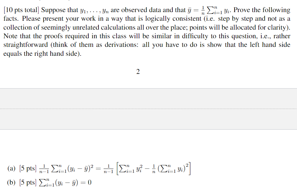 Solved [10 pts total ] Suppose that y1,…,yn are observed | Chegg.com