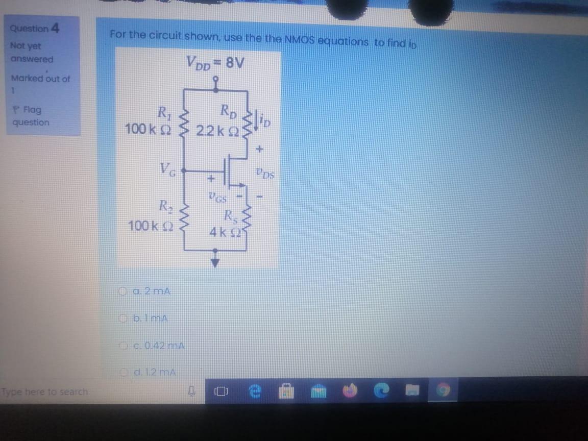 Solved For the circuit shown, use the the NMOS equations to | Chegg.com