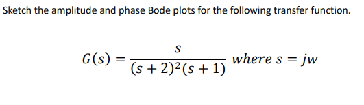 Sketch the amplitude and phase Bode plots for the | Chegg.com