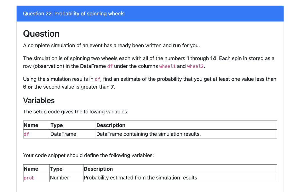 Solved Question A complete simulation of an event has | Chegg.com