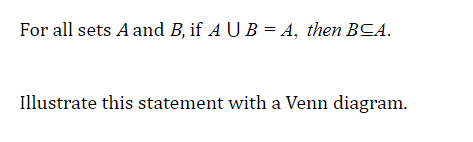 Solved For all sets A and B, if A UB = A, then BSA. | Chegg.com