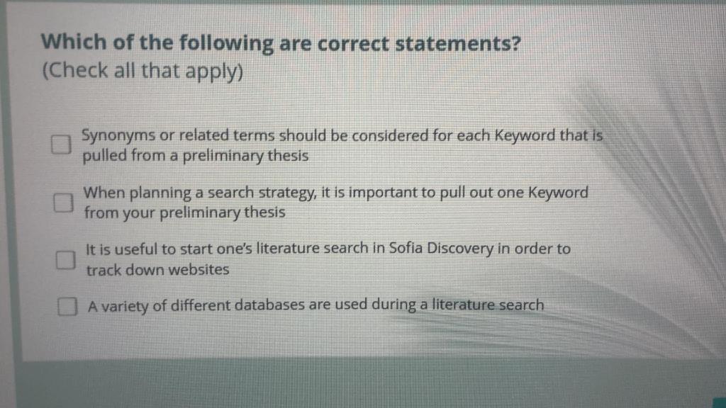 Which of the following are correct statements? (Check | Chegg.com