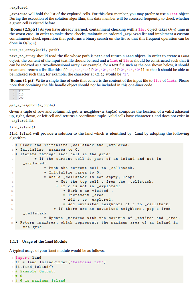 Solved 1 Finding Island (10 pts) In this assignment you are | Chegg.com
