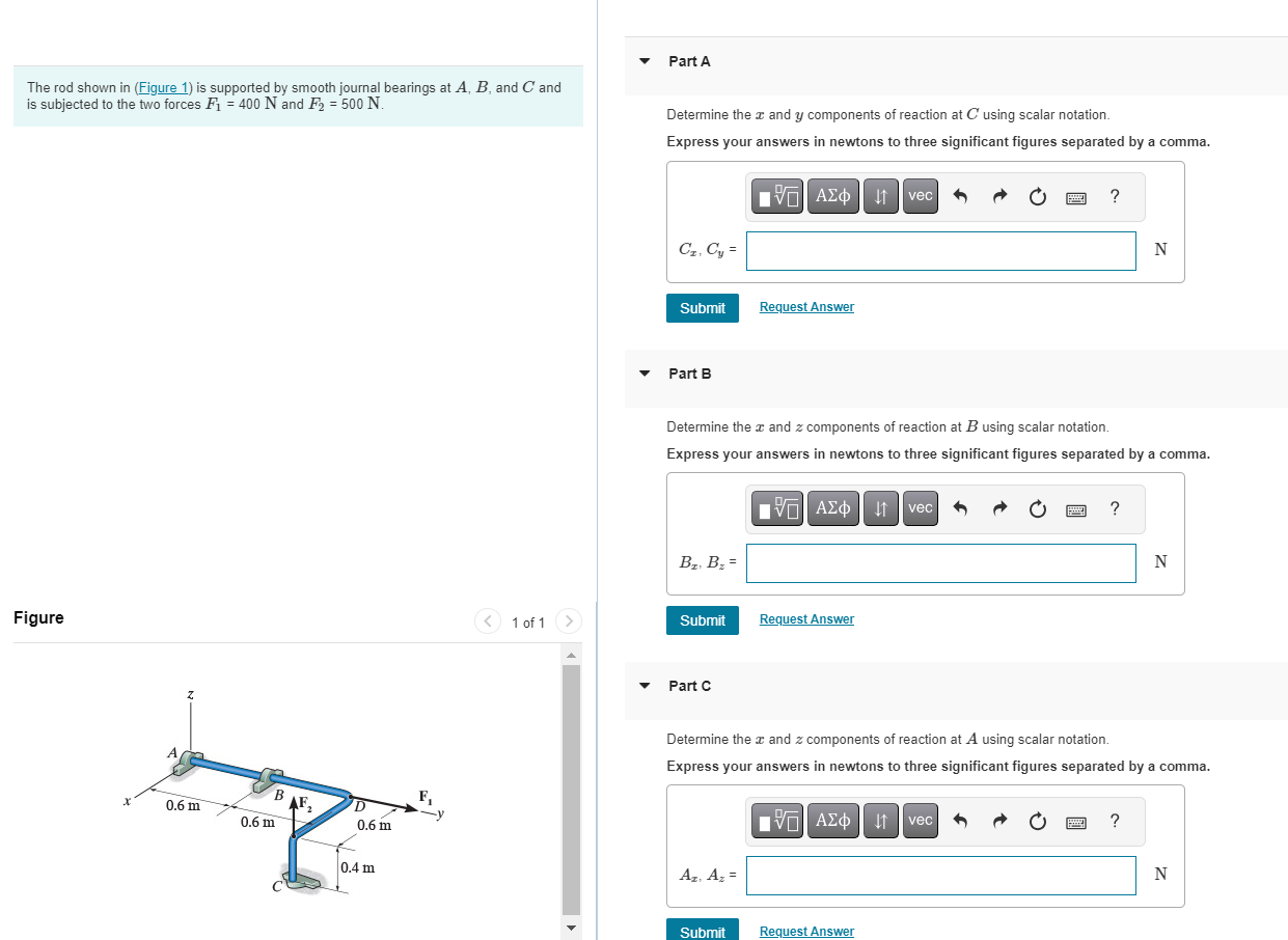 Solved The rod shown in is supported by smooth journal | Chegg.com
