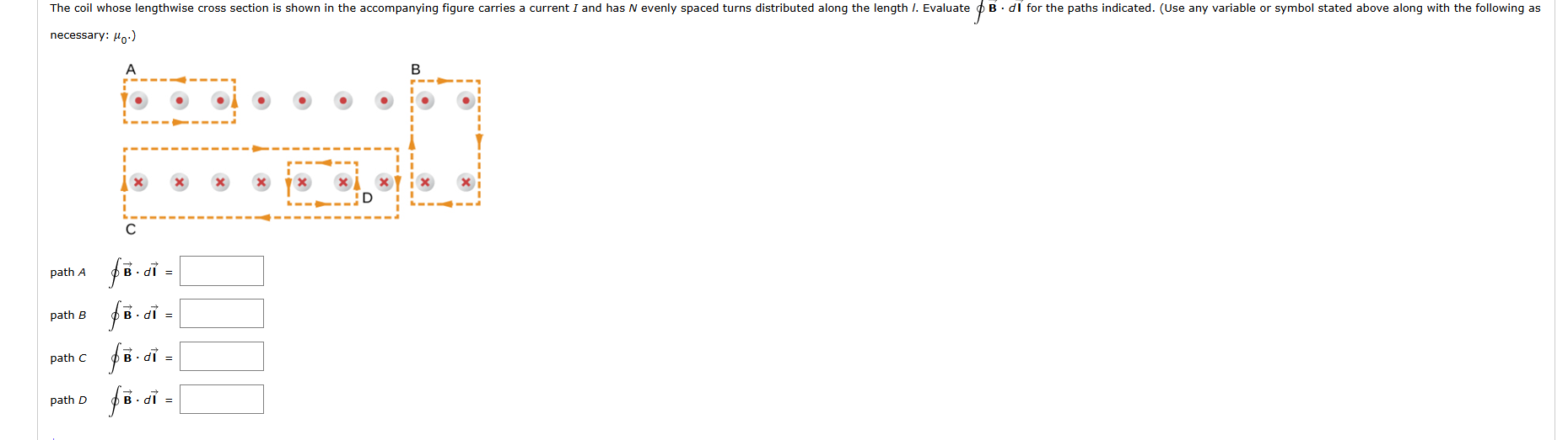 Solved necessary: {:μ0.)path A,o∫﻿﻿vec(B)*dvec(l)=path | Chegg.com