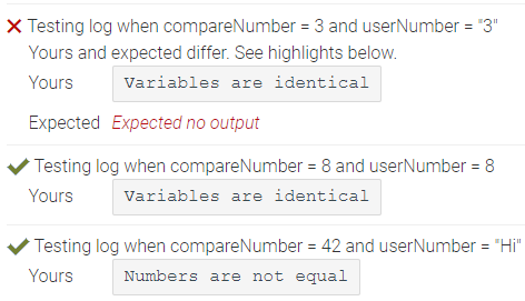 Solved JavaScript: Compare userNumber with compareNumber and | Chegg.com