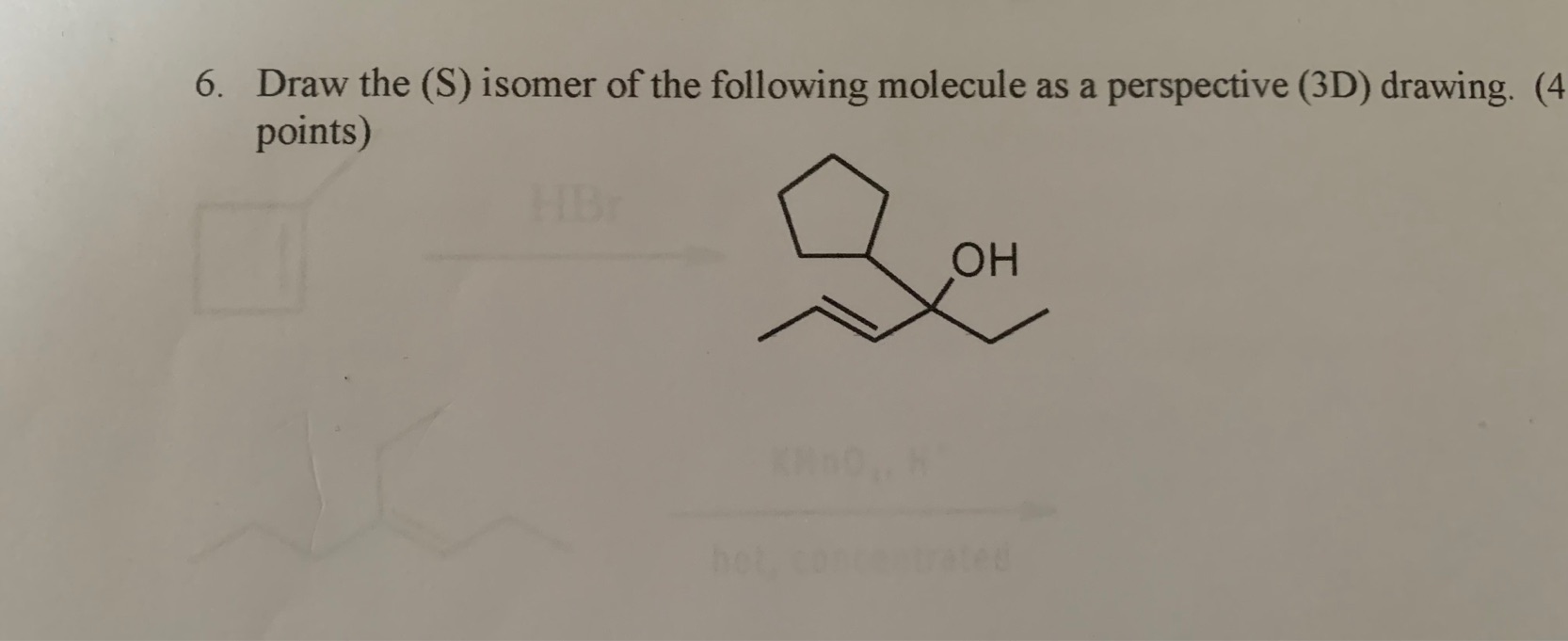 Solved Draw the (S) isomer of the following molecule as a | Chegg.com