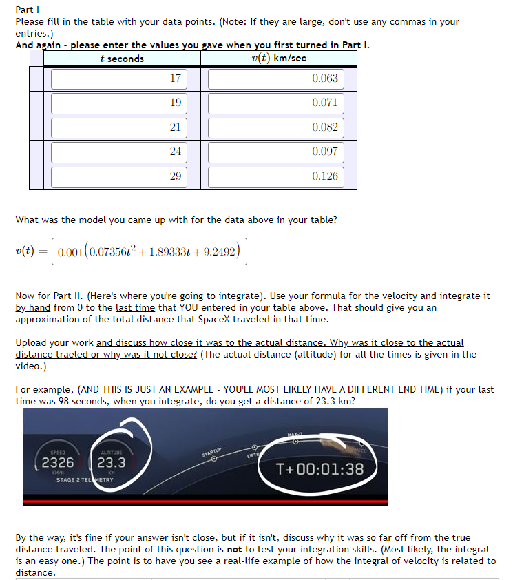 Solved Part 1 Please fill in the table with your data | Chegg.com