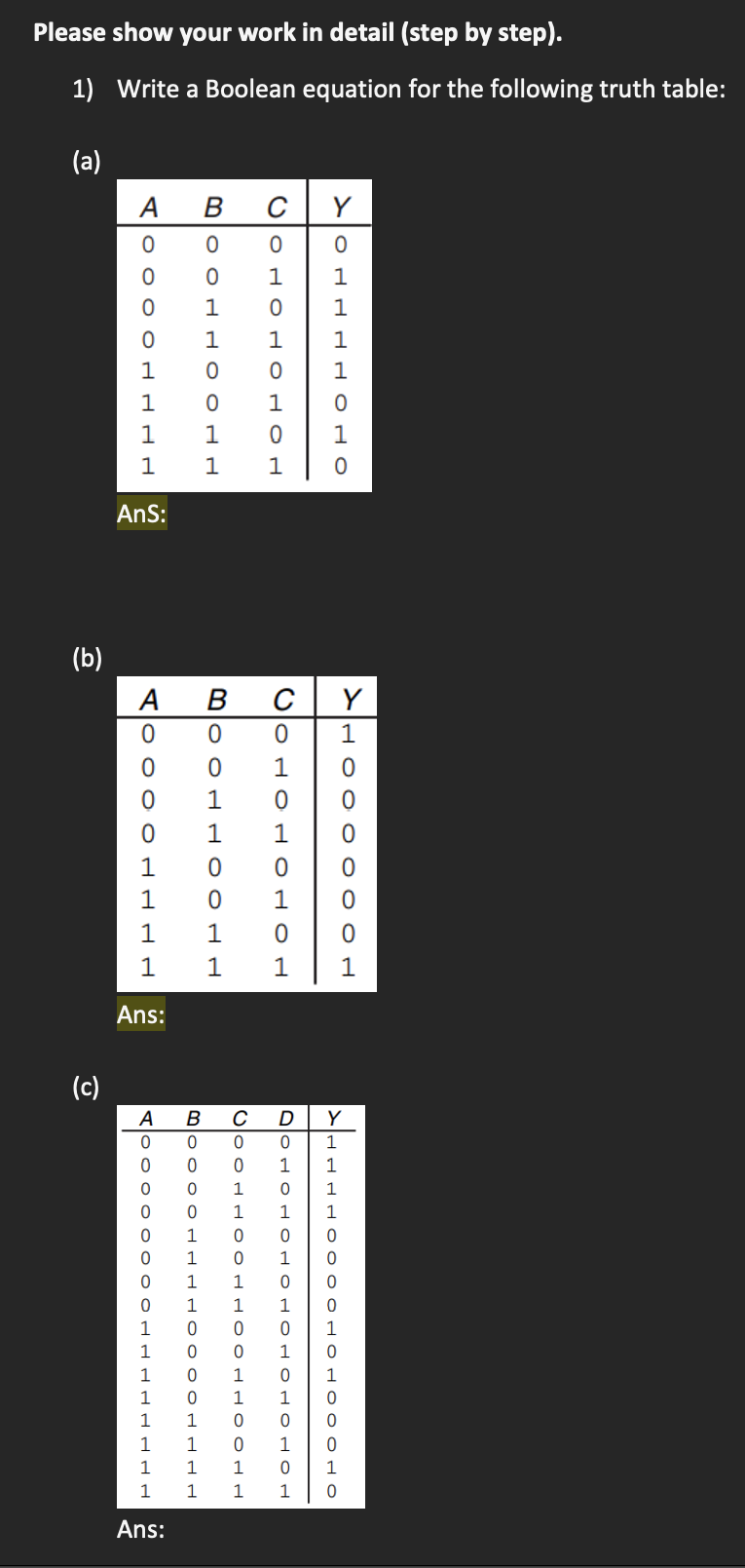Solved Please show your work in detail (step by step). 1) | Chegg.com