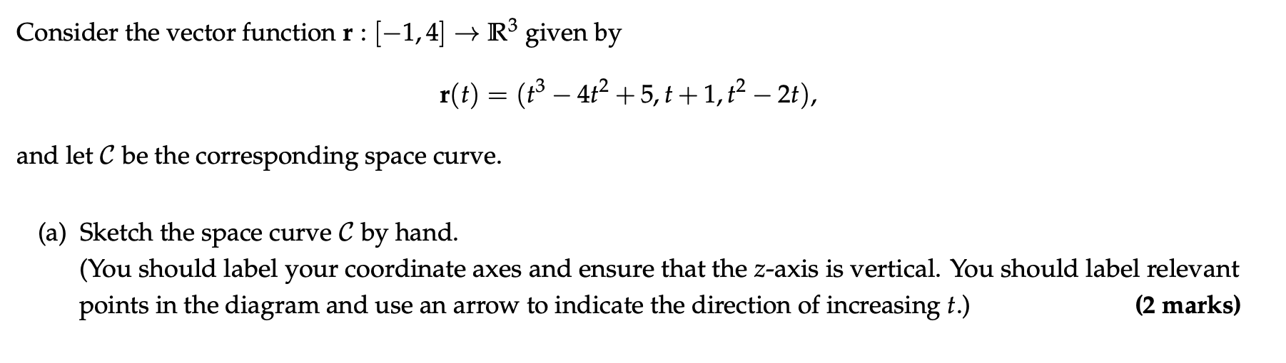 Solved Consider The Vector Function R [−1 4]→r3 Given By