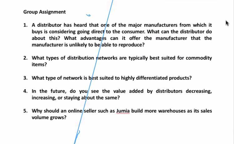 Solved Group Assignment 1. A distributor has heard that one | Chegg.com