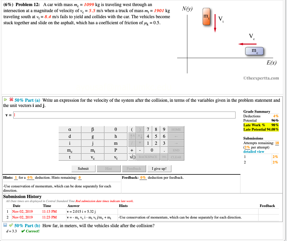 Solved Write an expression for the velocity of the system | Chegg.com