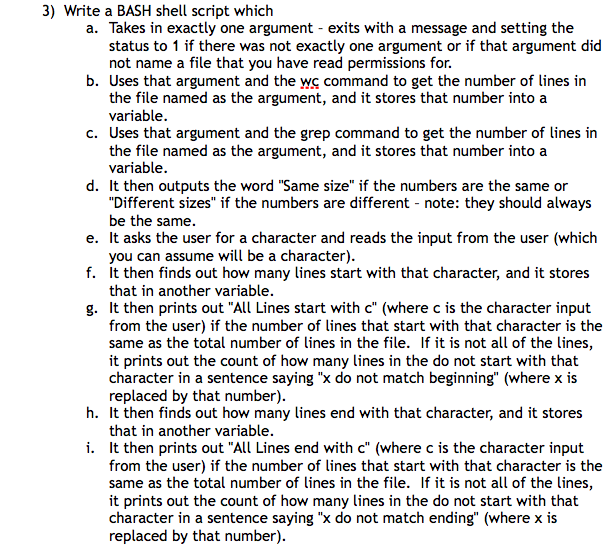 Solved 3) Write a BASH shell script which a. Takes in | Chegg.com