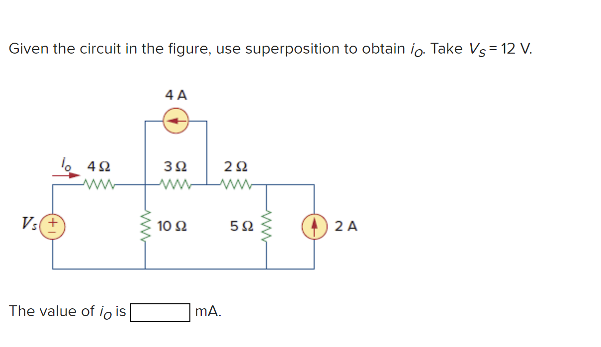 Solved Given the circuit in ﻿the figure, use superposition | Chegg.com