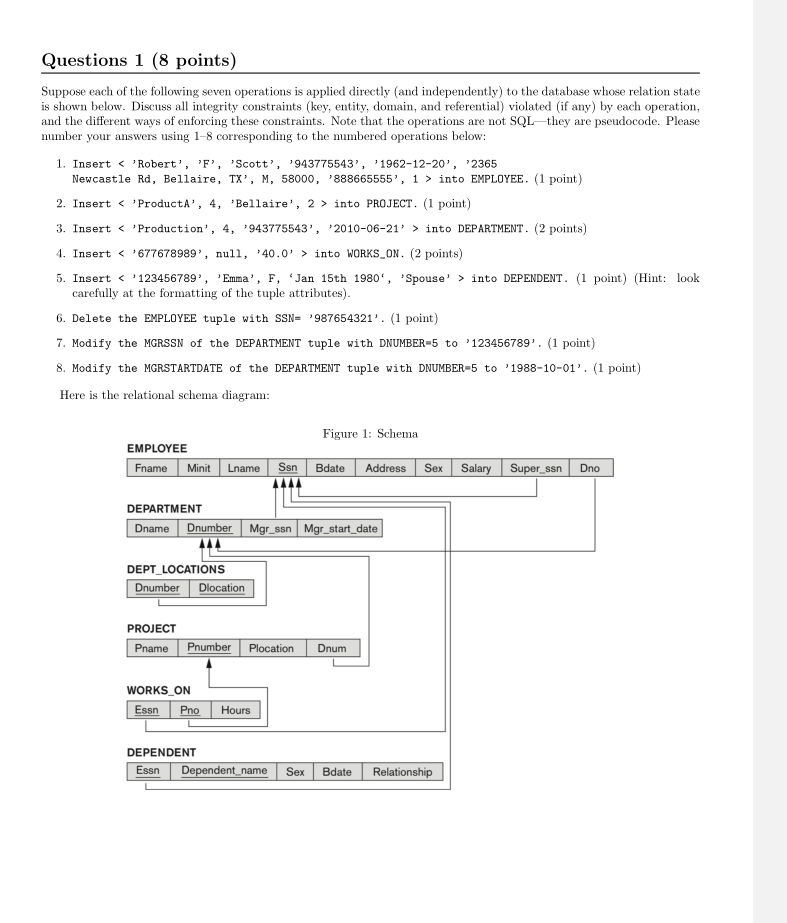 Solved Questions 1 (8 points) Suppose each of the following | Chegg.com