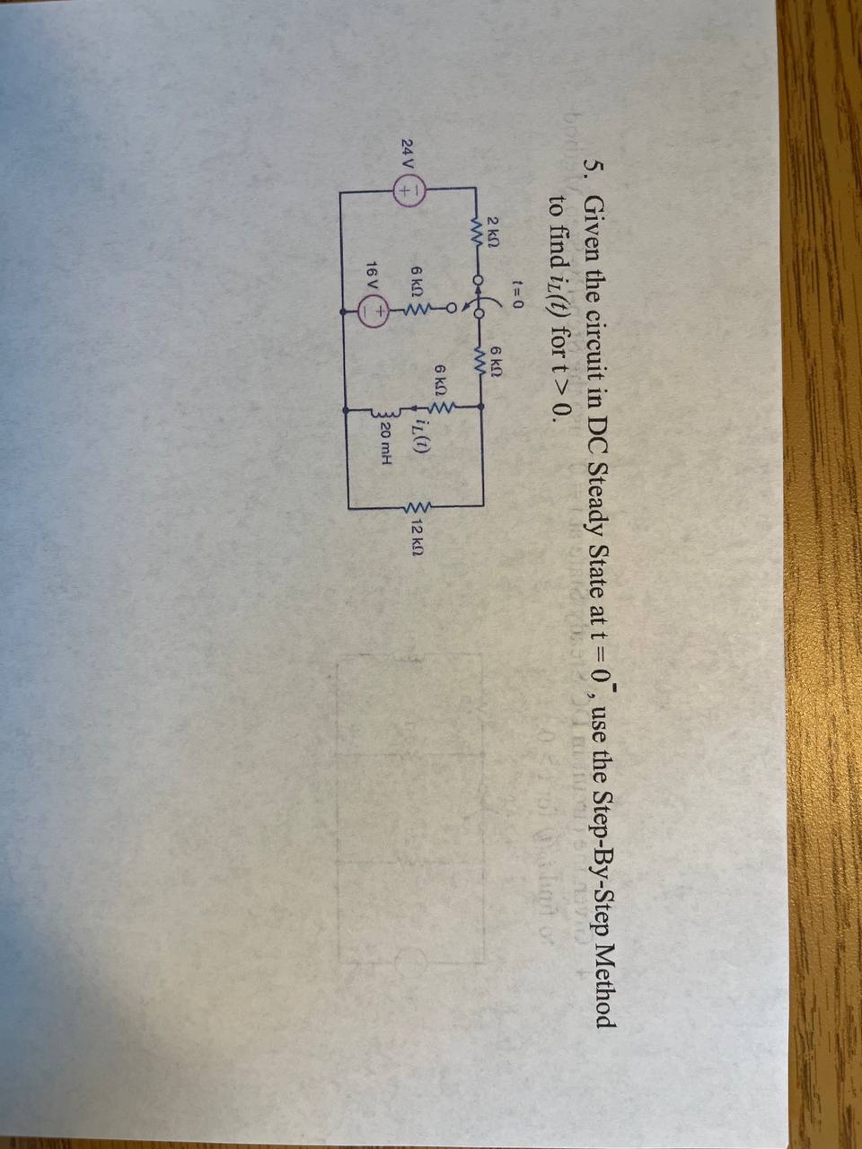 5. Given the circuit in DC Steady State at t = 0 - , | Chegg.com