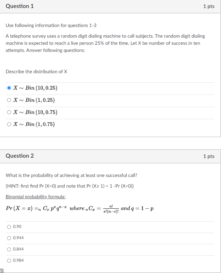 Solved Question 1 1 pts Use following information for | Chegg.com