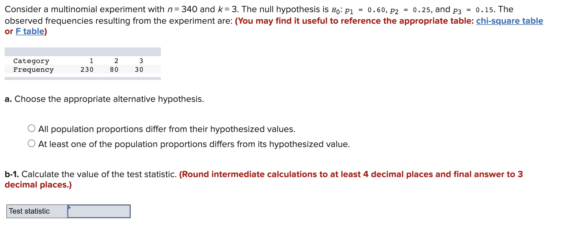 Solved Consider a multinomial experiment with n= 340 and | Chegg.com