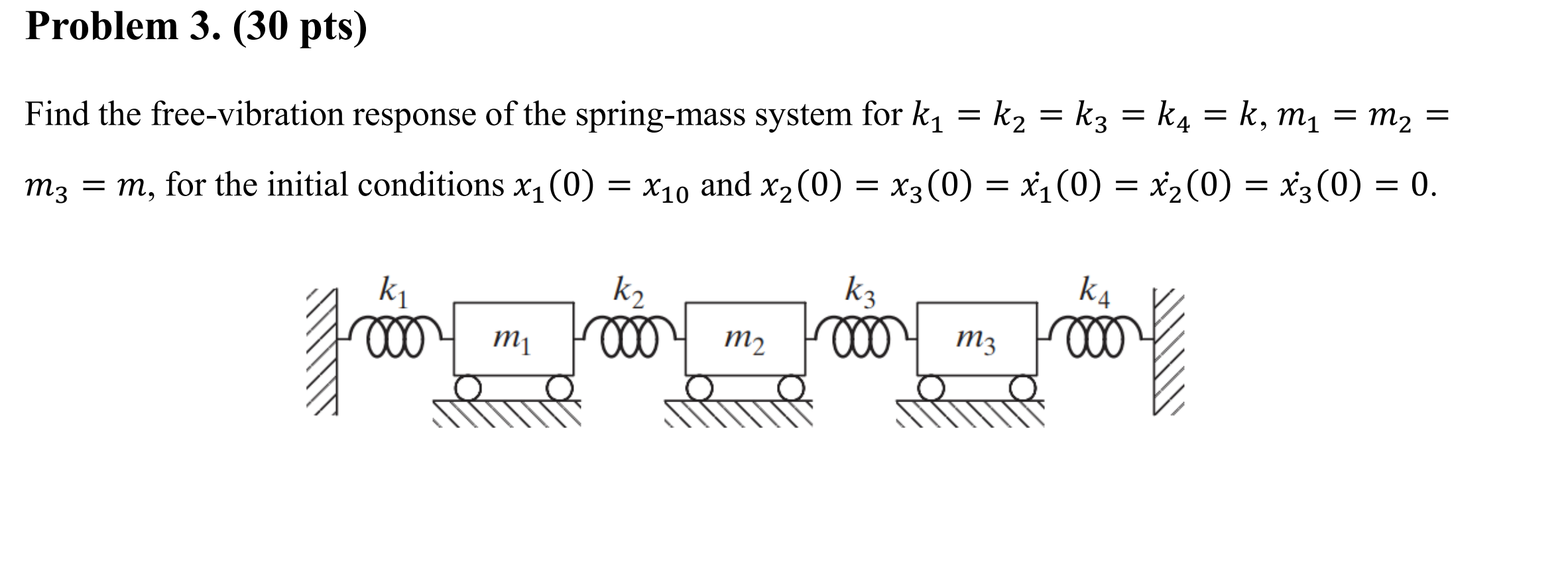 Solved Find the free-vibration response of the spring-mass | Chegg.com