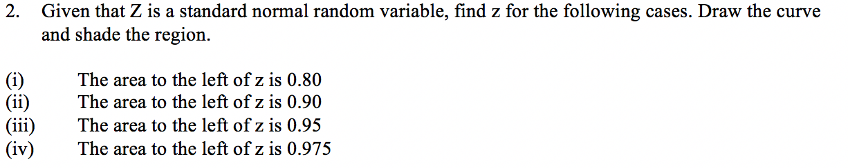 Solved 2 Given That Z Is A Standard Normal Random Variable