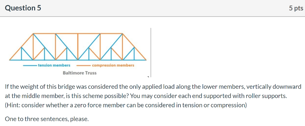 Solved Question 4 5 pts compression members tension members | Chegg.com