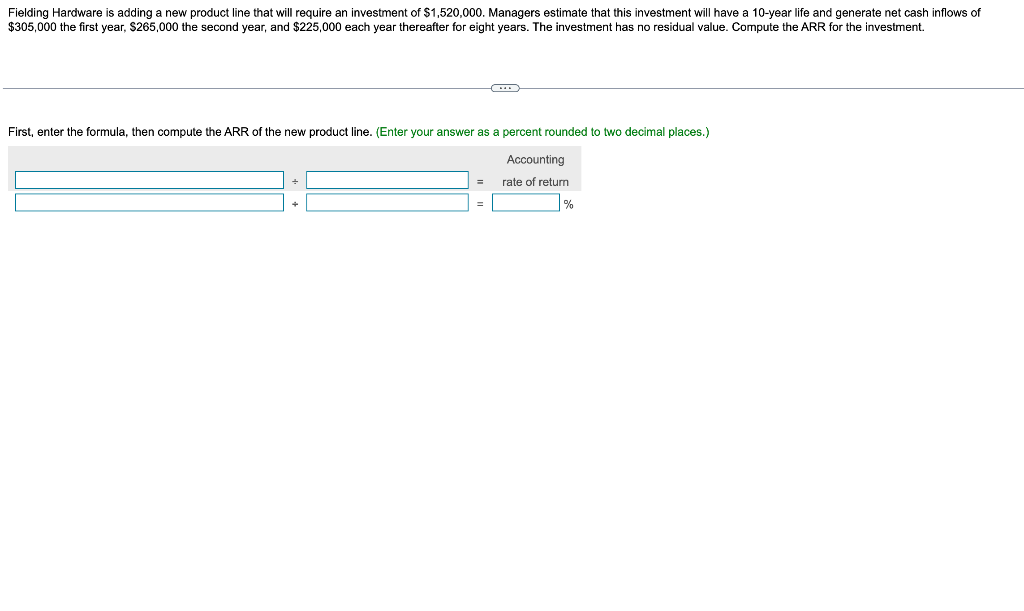 Solved Fielding Hardware is adding a new product line that | Chegg.com