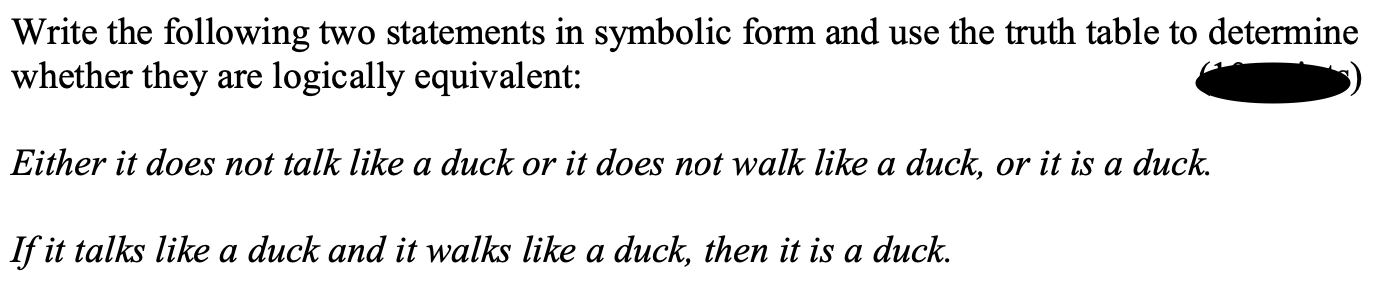Solved Write the following two statements in symbolic form | Chegg.com