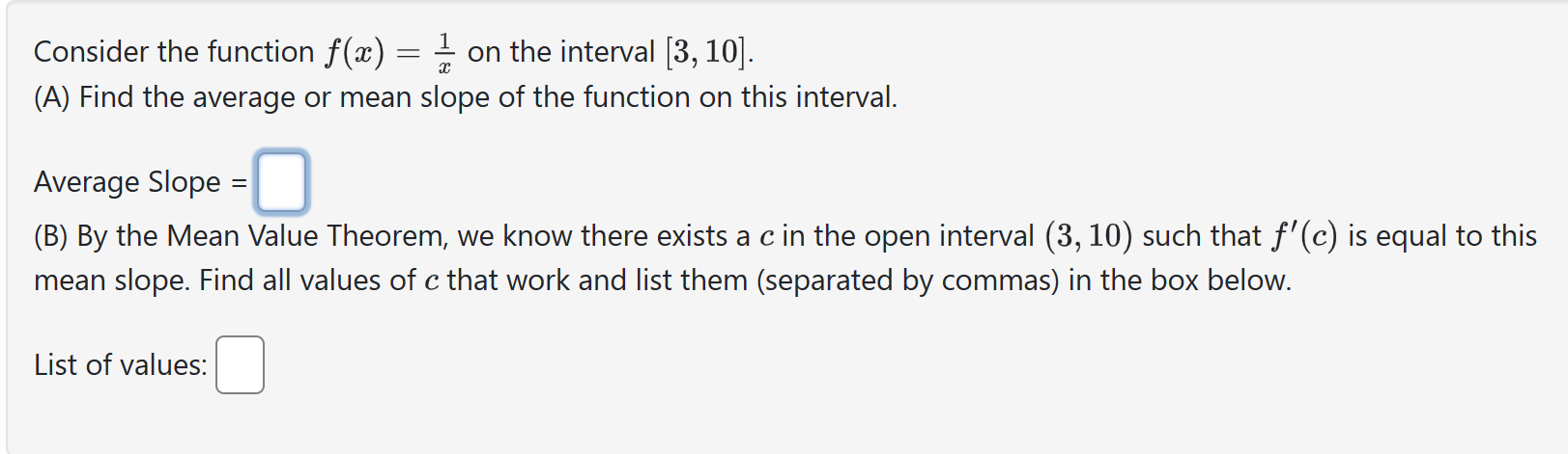 Consider the function f(x)=1x ﻿on the interval | Chegg.com